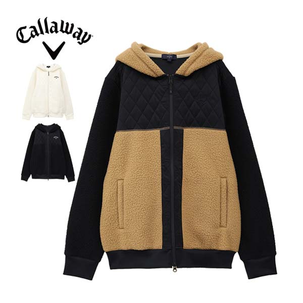 キャロウェイ シェルパフリース＆キルトジャカード フルジップ ハイブリット パーカー ゴルフウェア メンズ 2024年秋冬モデル M-3L C24217111