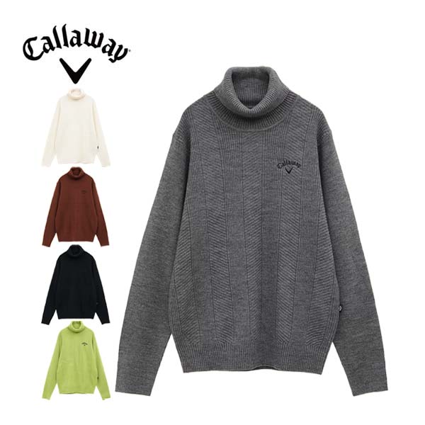 キャロウェイ 畦編み タートルネック ニット セーター ゴルフウェア メンズ 2024年秋冬モデル M-3L C24218107