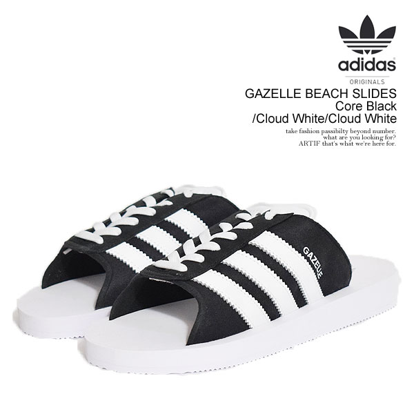 adidas Originals アディダス オリジナルス GAZELLE BEACH SLIDES Core Black/Cloud White/Cloud White メンズ サンダル atfacc