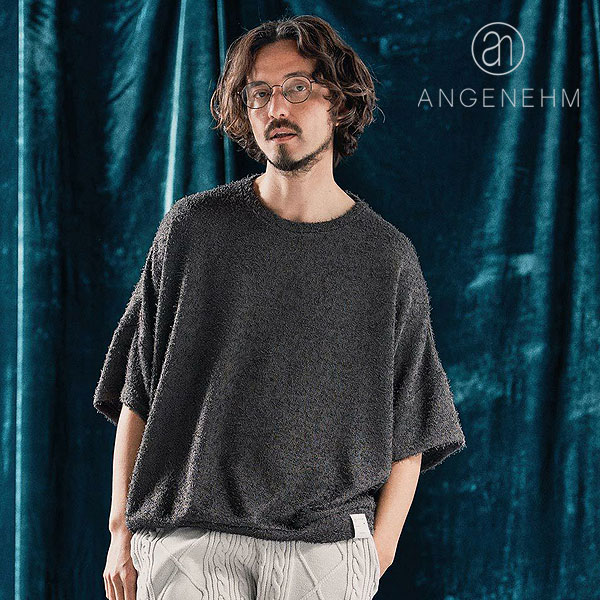 2025 春夏 先行予約 5月中旬〜下旬入荷予定 ANGENEHM アンゲネーム Feather texture oversized T-shirt メンズ Tシャツ atftps