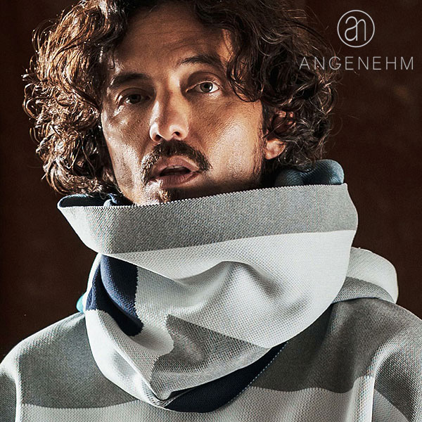 2025 秋冬 先行予約 10月中旬〜下旬入荷予定 ANGENEHM アンゲネーム Jacquard Block Color Snood -Airy Yarn Sweater- atfacc