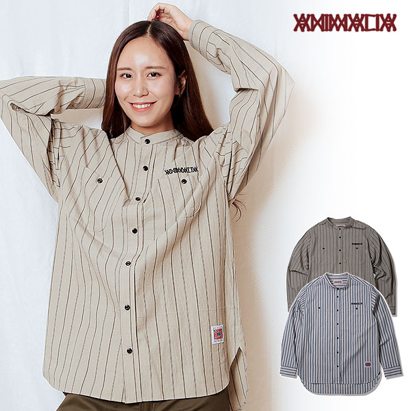 40％OFF SALE セール ANIMALIA アニマリア STAND COLLAR SHIRTS - Stripe メンズ シャツ 送料無料 atftps