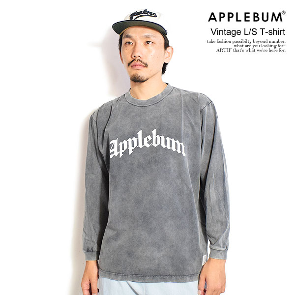 APPLEBUM アップルバム Vintage L/S T-shirt Tシャツ 長袖 ロンT ピグメント加工 ヴィンテージ加工 送料無料 ストリート atftps