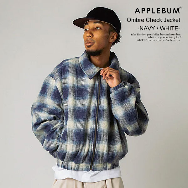 30％OFF SALE セール APPLEBUM アップルバム Ombre Check Jacket -NAVY/WHITE- メンズ ジャケット 中綿ジャケット atfjkt