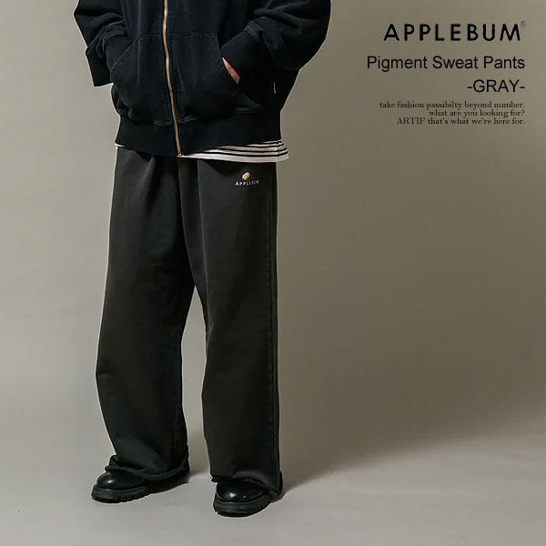 APPLEBUM アップルバム Pigment Sweat Pants -GRAY- メンズ パンツ スウェットパンツ ピグメント加工 ワイドストレート atfpts