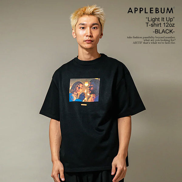 APPLEBUM アップルバム “Light It Up” T-shirt 12oz -BLACK- メンズ Tシャツ 半袖 ヘビーオンス 送料無料 ストリート atftps