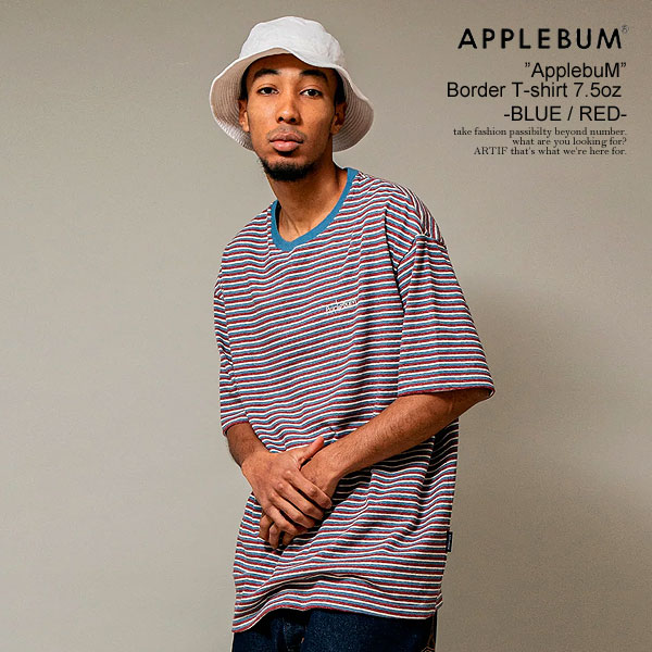 APPLEBUM アップルバム ”ApplebuM” Border T-shirt 7.5oz -BLUE/RED- メンズ Tシャツ 半袖 ボーダーTシャツ 送料無料 atftps