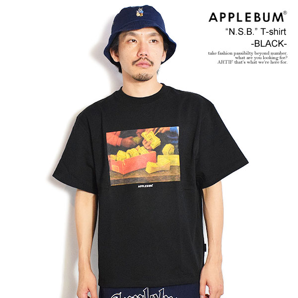 APPLEBUM アップルバム “N.S.B.” T-shirt 12oz -BLACK- メンズ Tシャツ 半袖 ヘビーオンス 送料無料 ストリート atftps