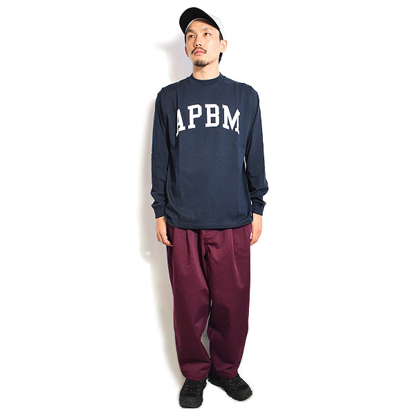 APPLEBUM アップルバム “APBM” L/S T-shirt -NAVY- メンズ Tシャツ 長袖 ロンT ドロップショルダー 送料無料 ストリート atftps