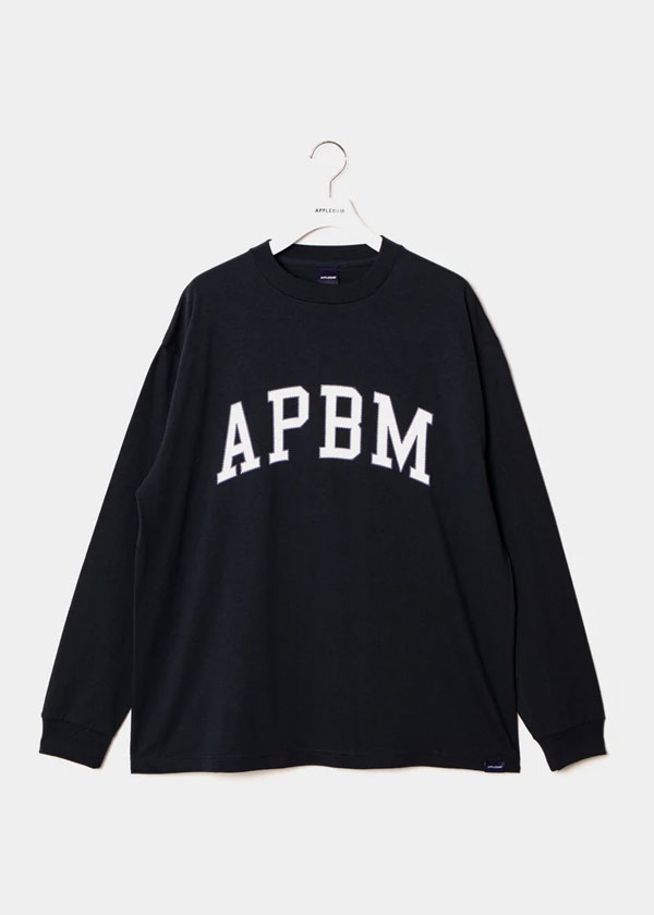 APPLEBUM アップルバム “APBM” L/S T-shirt -NAVY- メンズ Tシャツ 長袖 ロンT ドロップショルダー 送料無料 ストリート atftps