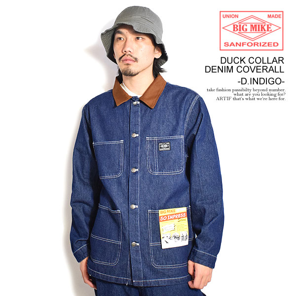 BIG MIKE ビッグマイク DUCK COLLAR DENIM COVERALL -D.INDIGO- メンズ ジャケット デニムジャケット atfjkt