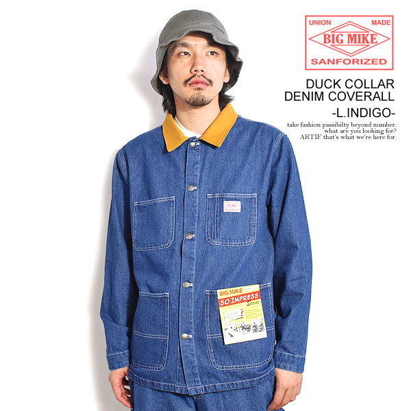 BIG MIKE ビッグマイク DUCK COLLAR DENIM COVERALL -L.INDIGO- メンズ ジャケット デニムジャケット atfjkt