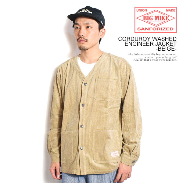 BIG MIKE ビッグマイク CORDUROY WASHED ENGINEER JACKET -BEIGE- メンズ ジャケット エンジニアジャケット 送料無料 atfjkt
