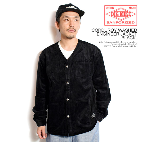 BIG MIKE ビッグマイク CORDUROY WASHED ENGINEER JACKET -BLACK- メンズ ジャケット エンジニアジャケット 送料無料 atfjkt