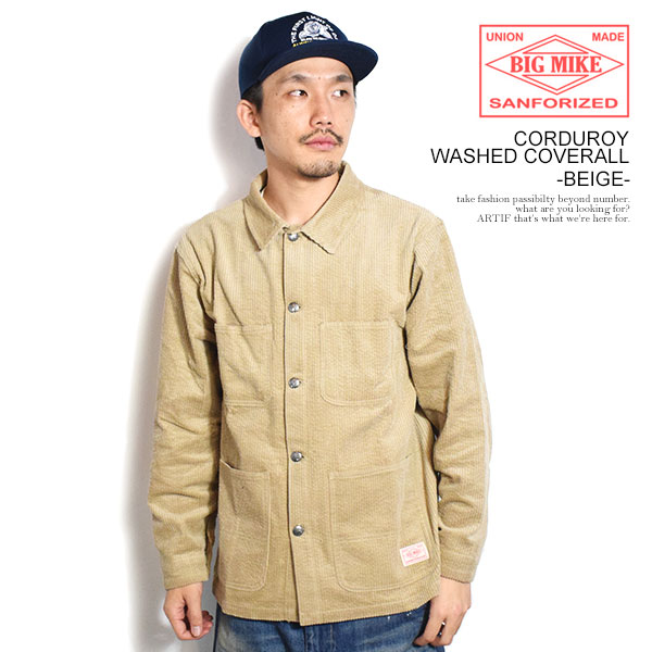 BIG MIKE ビッグマイク CORDUROY WASHED COVERALL -BEIGE- メンズ ジャケット カバーオール コーデュロイ 送料無料 atfjkt