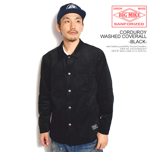 BIG MIKE ビッグマイク CORDUROY WASHED COVERALL -BLACK- メンズ ジャケット カバーオール コーデュロイ 送料無料 atfjkt
