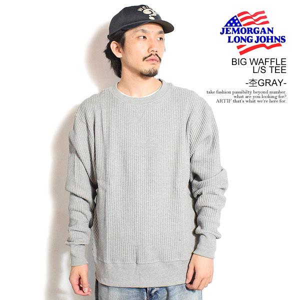 JEMORGAN LONG JOHNS ジェーイーモーガンロングジョーンズ ビッグワッフル L/S TEE -杢GRAY- メンズ Tシャツ 長袖 atftps
