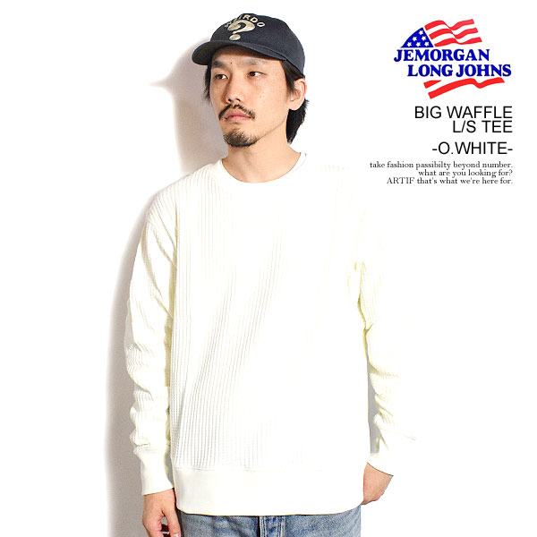 JEMORGAN LONG JOHNS ジェーイーモーガンロングジョーンズ ビッグワッフル L/S TEE -O.WHITE- メンズ Tシャツ 長袖 atftps