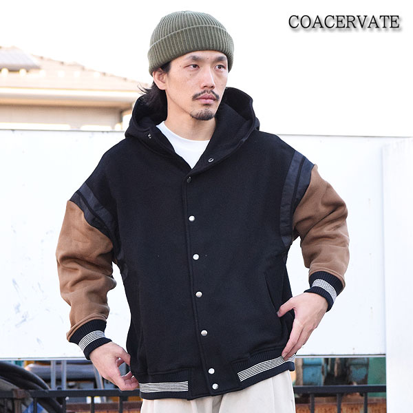 30％OFF SALE セール COACERVATE コアセルベート SWEAT HOODED STUDIUM JACKET ジャケット スタジャン スウェット atfjkt