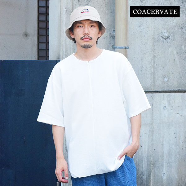 COACERVATE コアセルベート ZIP HENLEY NECK WAFFLE T-SHIRTS メンズ Tシャツ 半袖Tシャツ ワッフル素材 ストリート atftps