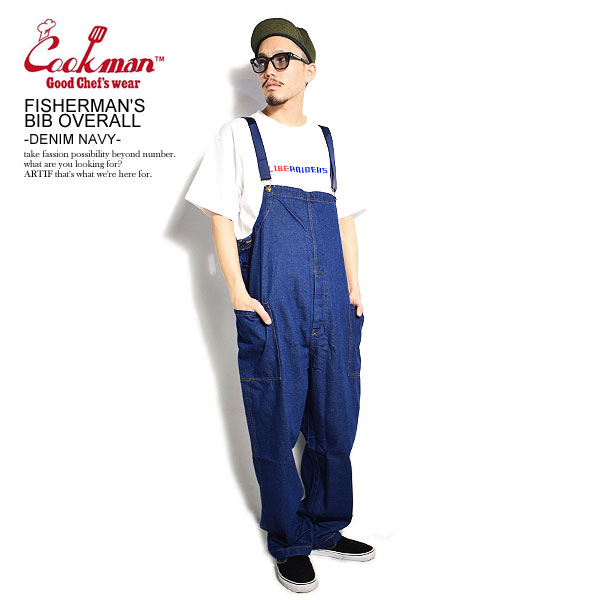 COOKMAN クックマン FISHERMAN'S BIB OVERALL -DENIM NAVY- 231-03849 オーバーオール サロペット 送料無料  atfpts