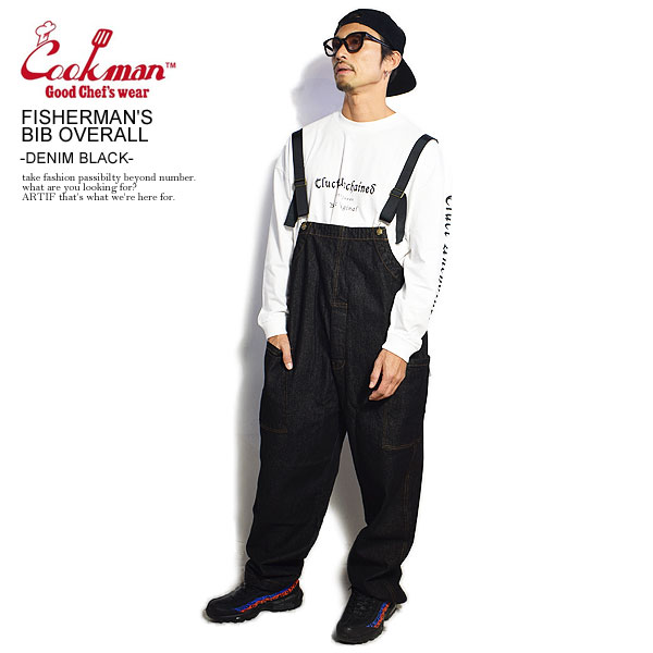 COOKMAN クックマン FISHERMAN'S BIB OVERALL -DENIM BLACK- 231-03854 メンズ オーバーオール 送料無料 ストリート atfpts