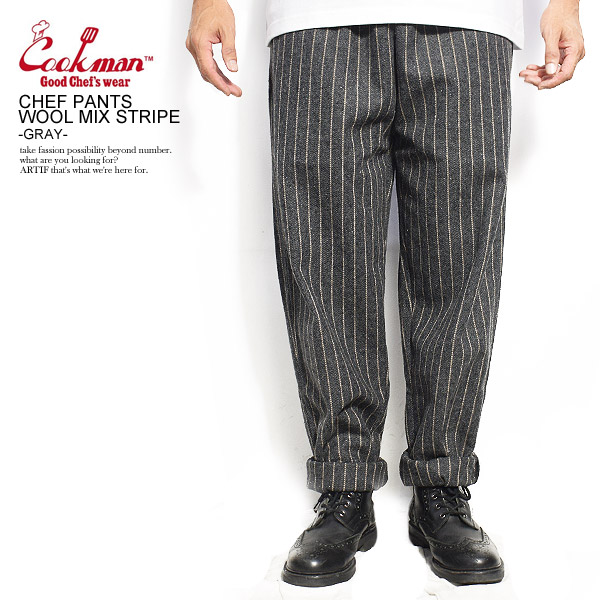 COOKMAN クックマン CHEF PANTS WOOL MIX STRIPE -GRAY- 231-03801 メンズ パンツ シェフパンツ イージーパンツ ストリート atfpts