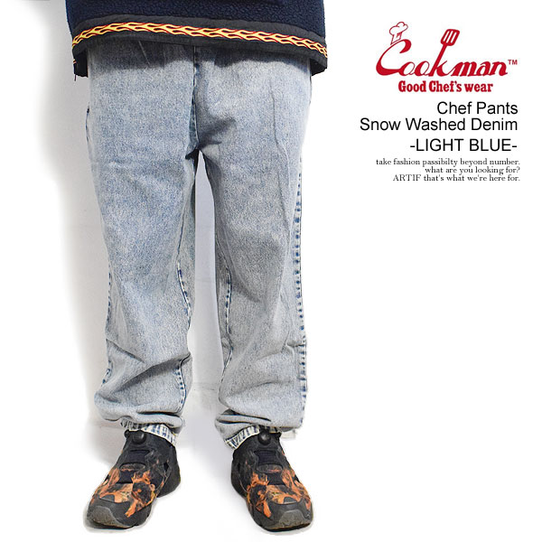 COOKMAN クックマン Chef Pants  Washed Denim Blue -LIGHT BLUE シェフパンツ イージーパンツ ストリート atfpts