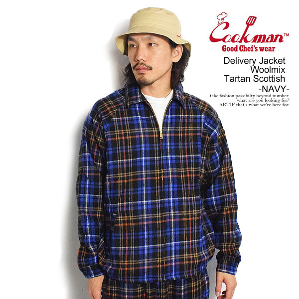 COOKMAN クックマン Delivery Jacket Woolmix Tartan Scottish Navy -NAVY- メンズ ジャケット デリバリージャケット アウター atfjkt