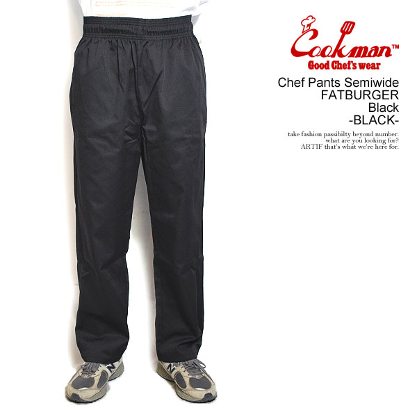 COOKMAN クックマン Chef Pants Semiwide FATBURGER Black -BLACK- メンズ パンツ シェフパンツ セミワイド FATBURGER atfpts