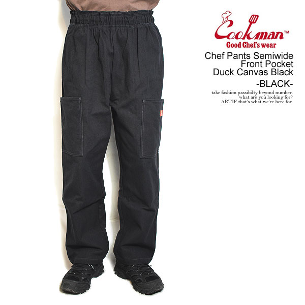 COOKMAN クックマン Chef Pants Semiwide Front Pocket Duck Canvas Black -BLACK- メンズ パンツ シェフパンツ atfpts