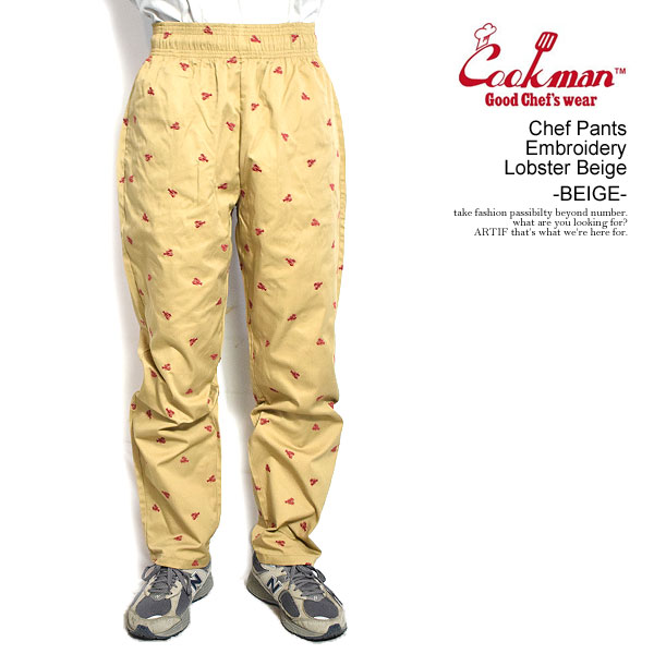 COOKMAN クックマン Chef Pants Embroidery Lobster Beige -BEIGE- メンズ パンツ シェフパンツ イージーパンツ ストリート atfpts