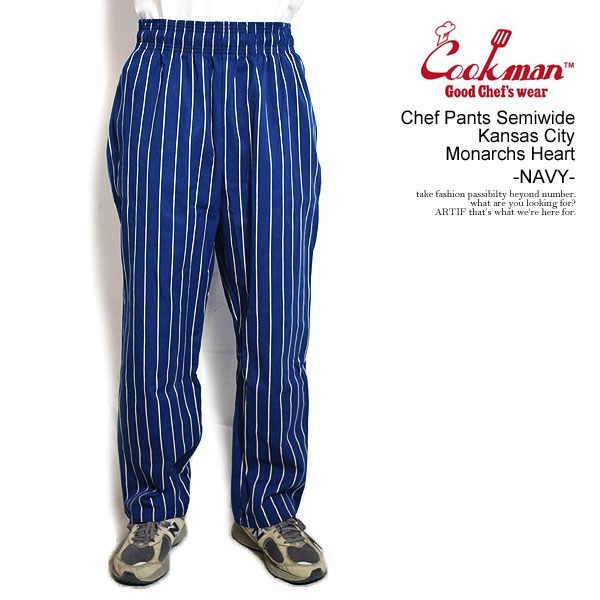 COOKMAN クックマン Chef Pants Semiwide Kansas City Monarchs Heart -NAVY- メンズ パンツ シェフパンツ セミワイド atfpts