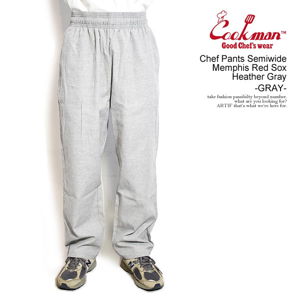 COOKMAN クックマン Chef Pants Semiwide Memphis Red Sox Heather Gray -GRAY- メンズ パンツ シェフパンツ セミワイド atfpts