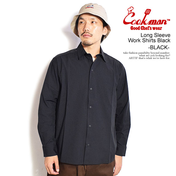 COOKMAN クックマン Long Sleeve Work Shirts Black -BLACK- メンズ シャツ 長袖 ワークシャツ アメリカ 西海岸 シェフウェア atftps