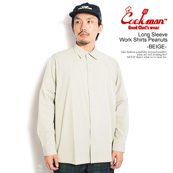 COOKMAN クックマン Long Sleeve Work Shirts Peanuts -BEIGE- メンズ シャツ 長袖 ワークシャツ アメリカ 西海岸 atftps