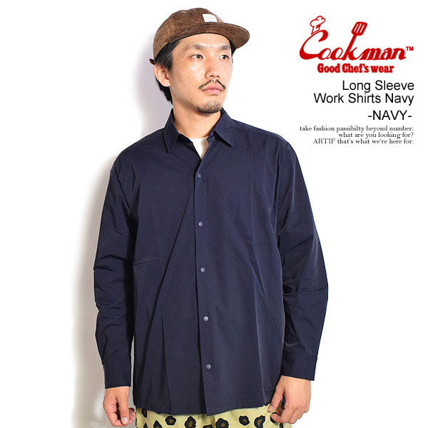 COOKMAN クックマン Long Sleeve Work Shirts Navy -NAVY- メンズ シャツ 長袖 ワークシャツ アメリカ 西海岸 シェフウェア atftps