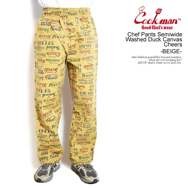 COOKMAN クックマン Chef Pants Semiwide Washed Duck Canvas Cheers -BEIGE- メンズ パンツ シェフパンツ セミワイド atfpts