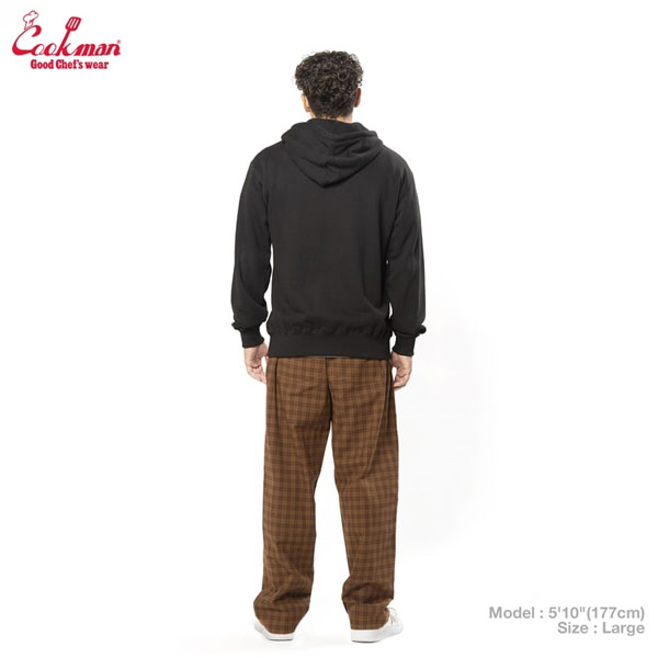 COOKMAN クックマン Chef Pants Semiwide Light Tweed Scottish Tartan Brown -DARK BROWN- メンズ パンツ シェフパンツ atfpts