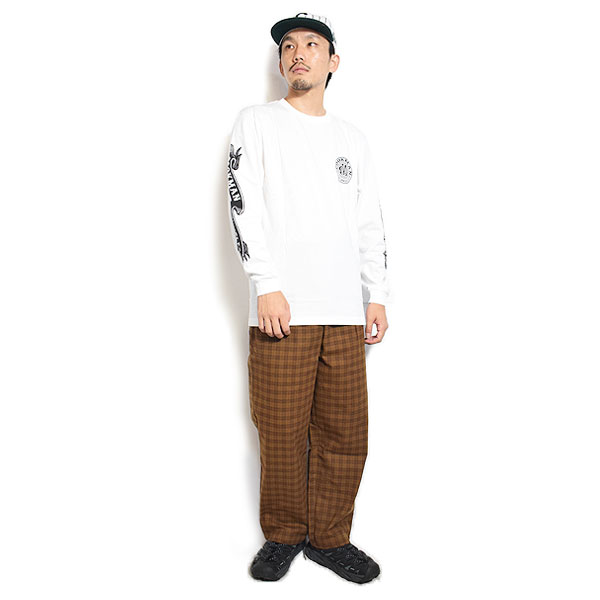 COOKMAN クックマン Chef Pants Semiwide Light Tweed Scottish Tartan Brown -DARK BROWN- メンズ パンツ シェフパンツ atfpts