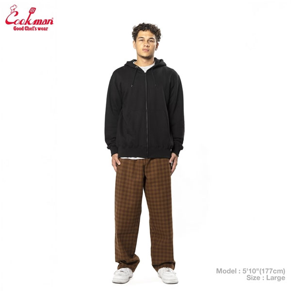 COOKMAN クックマン Chef Pants Semiwide Light Tweed Scottish Tartan Brown -DARK BROWN- メンズ パンツ シェフパンツ atfpts
