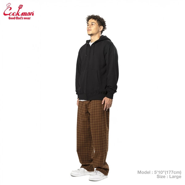 COOKMAN クックマン Chef Pants Semiwide Light Tweed Scottish Tartan Brown -DARK BROWN- メンズ パンツ シェフパンツ atfpts