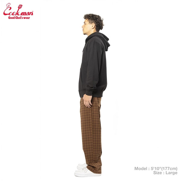 COOKMAN クックマン Chef Pants Semiwide Light Tweed Scottish Tartan Brown -DARK BROWN- メンズ パンツ シェフパンツ atfpts