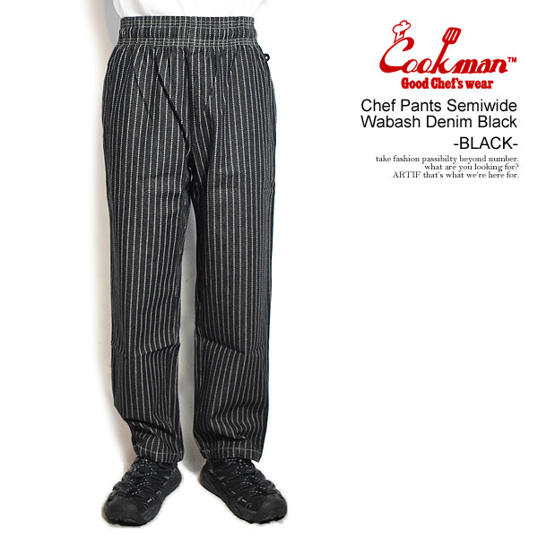 COOKMAN クックマン Chef Pants Semiwide Wabash Denim Black -BLACK- メンズ パンツ シェフパンツ セミワイド 送料無料 atfpts