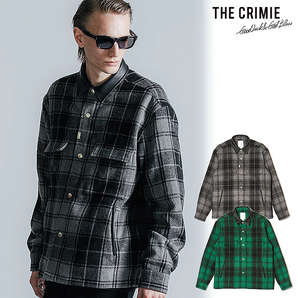CRIMIE クライミー LEATHER COLLAR CHECK CPO SHIRT メンズ シャツ 長袖シャツ CPOシャツ チェック柄 送料無料 atftps