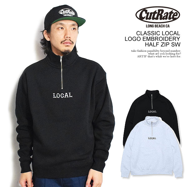 30％OFF SALE セール CUTRATE カットレイト CLASSIC LOCAL LOGO EMBROIDERY HALF ZIP SW メンズ スウェット atftps