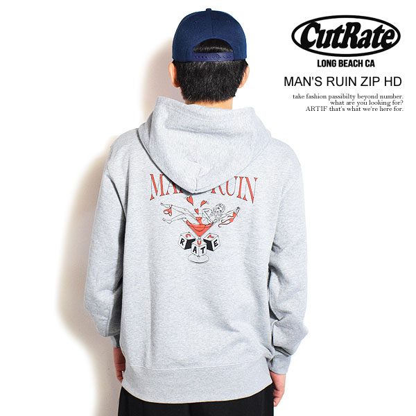 CUTRATE カットレイト MAN'S RUIN ZIP HD cutrate メンズ パーカー ジップパーカー スウェット 裏パイル 送料無料 ストリート atftps