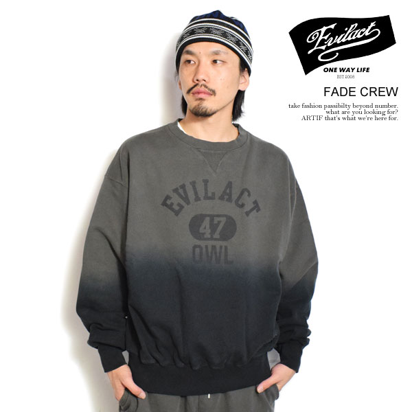 30％OFF SALE セール EVILACT イーブルアクト FADE CREW メンズ スウェット トレーナー ヘビーウェイト 加工 送料無料 atftps