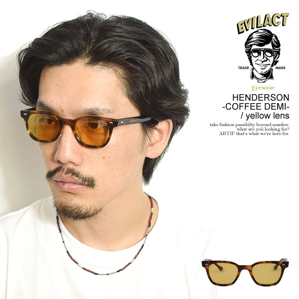 EVILACT EYEWEAR イーブルアクト アイウェア HENDERSON -COFFEE DEMI- / yellow lens メンズ サングラス atfacc