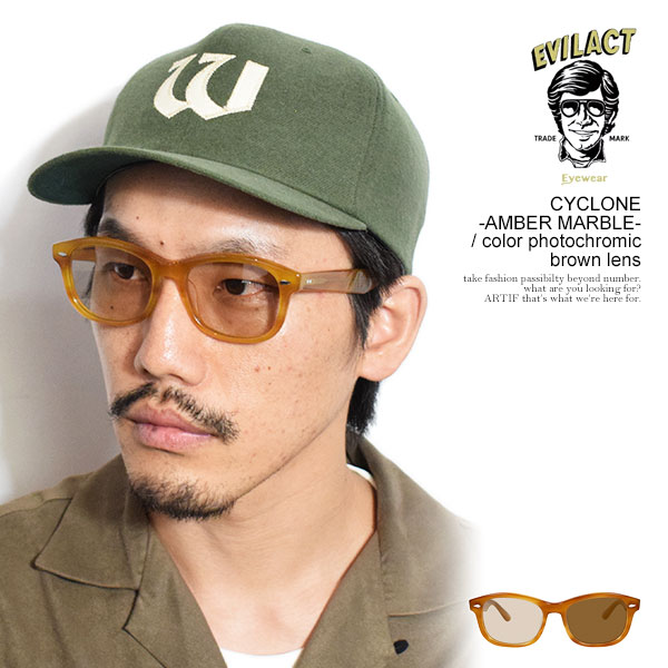 EVILACT EYEWEAR イーブルアクト アイウェア CYCLONE -AMBER MARBLE- / color photochromic brown lens サングラス atfacc
